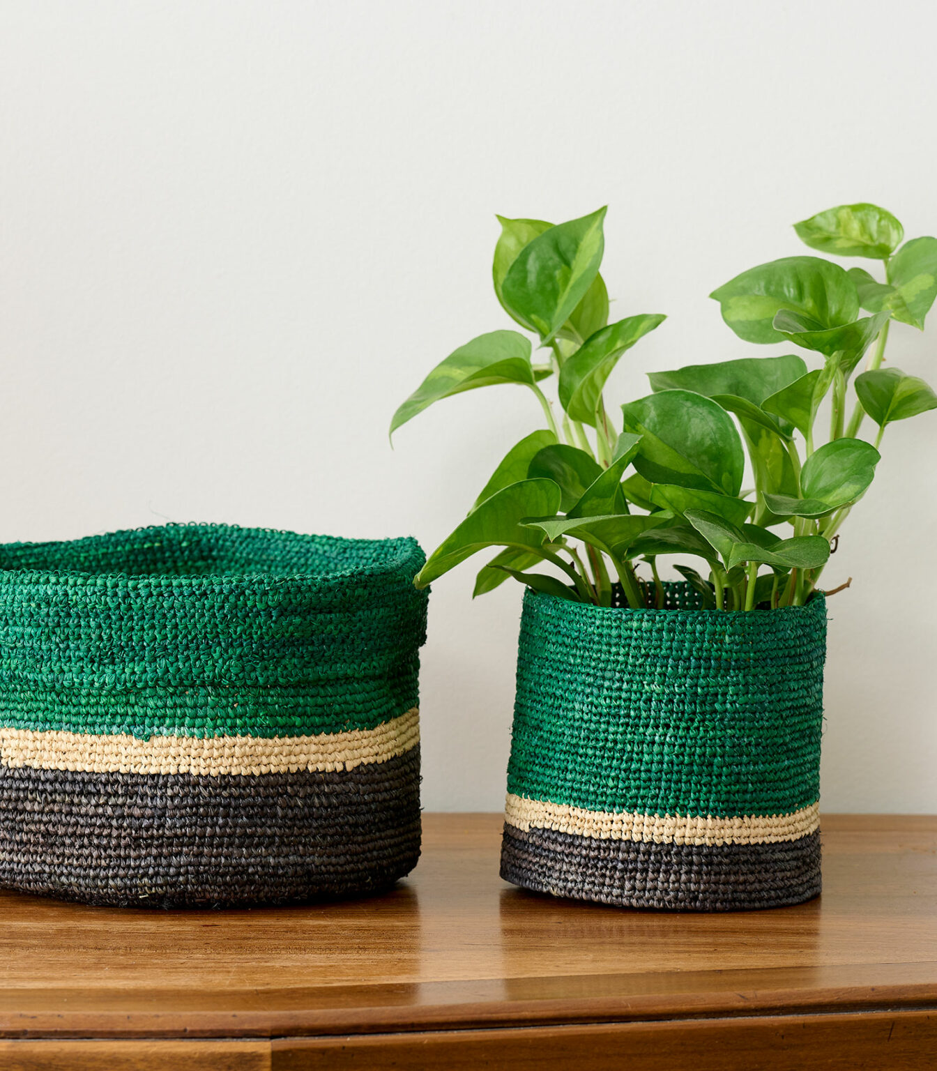 Panier - Cache pot - Vide poche - Raphia - Taille S - Domoina - Solange